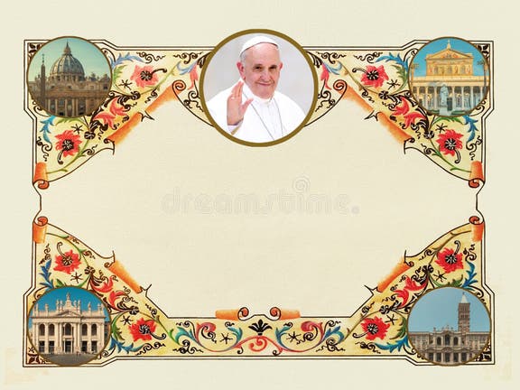 Papal Blessing Parchments Roman Catholic Church Certificate Stock ...