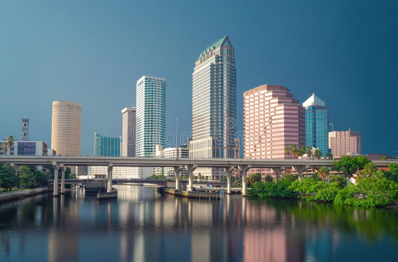 City Tampa, Florida. Panorama of Downtown Tampa FL. Hillsborough River ...