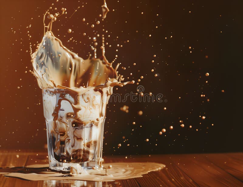 Ice Cubes Splashing Dropping Onto Glass of Milk Milkshake Yoghurt ...