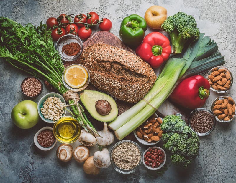 Assortment of Vegan, Vegetarian, Balanced Diet Foods, Wide Composition ...