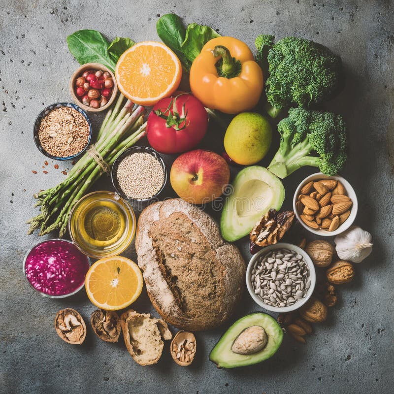 Assortment of Vegan, Vegetarian, Balanced Diet Foods, Wide Composition ...