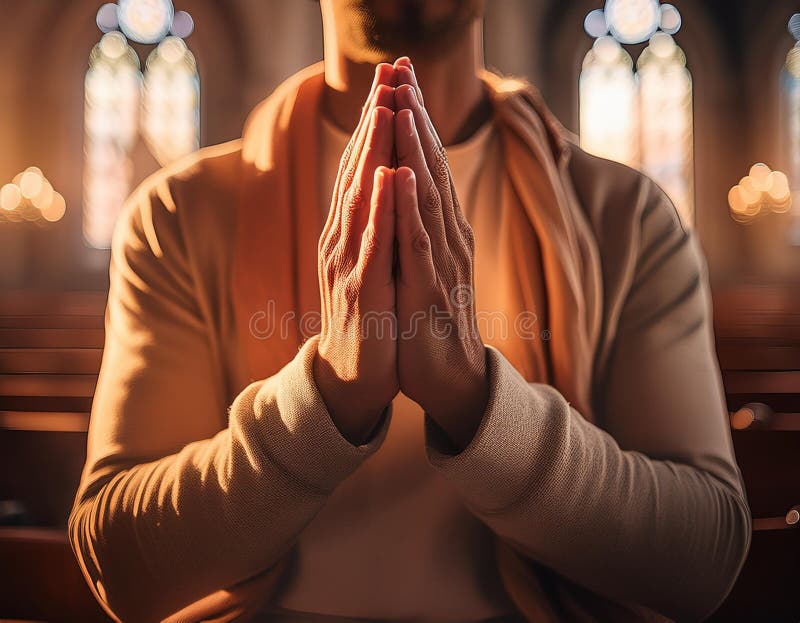 Praying Hands Inside Church Stock Illustration - Illustration of jesus4 ...