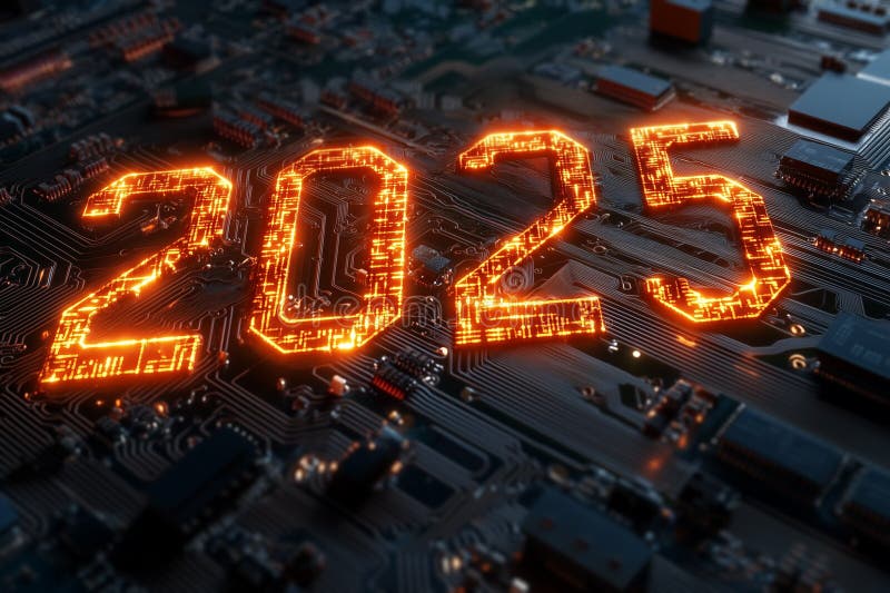 2025 Tech Future Concept. Happy New Year. Technology Era Stock ...