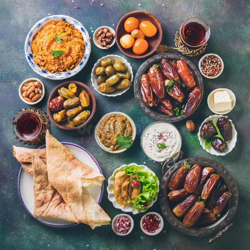 Ramadan Iftar Dinner Table with Traditional Turkish Foods. Muslim ...