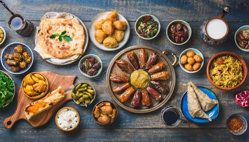 Ramadan Iftar Dinner Table with Traditional Turkish Foods. Muslim ...