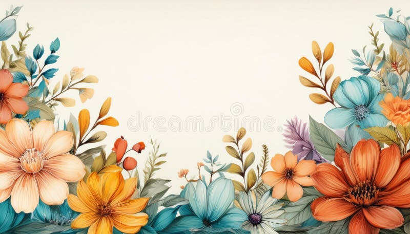 Elegant Flower Border Design Stock Illustration - Illustration of ...