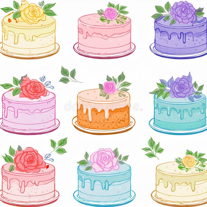 Pretty Colored Cakes for Birthday, Anniversary, Celebration Stock ...