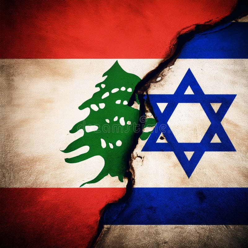 Lebanon VS Israel. Flag of Lebanon. Flag of Israel. Conflict and ...