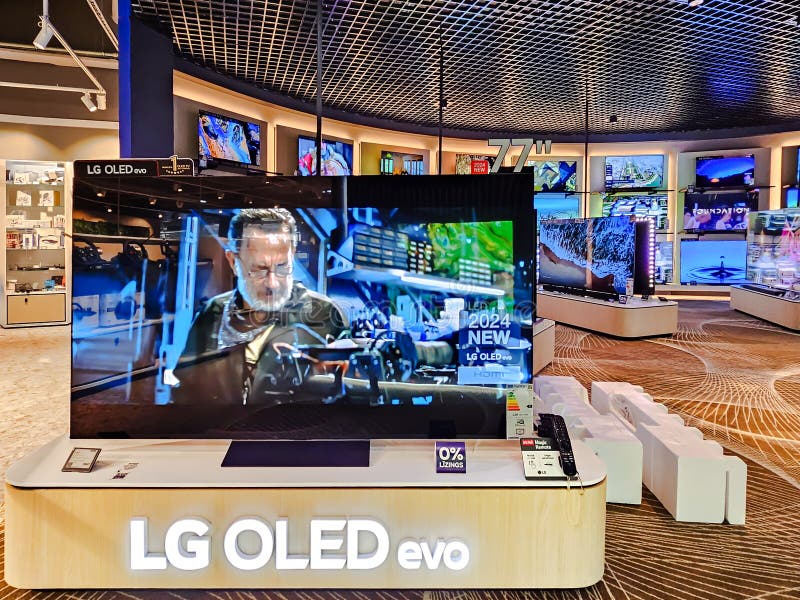 Showroom of Modern Electronics with a LG OLED New Generation TVs in the ...