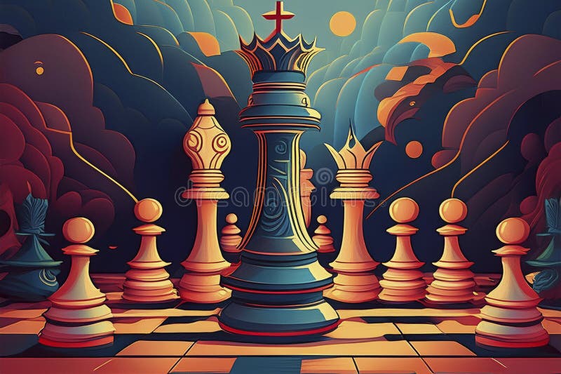 Chess. Chessboard. Dramatic Chess War Scene with Explosions and Debris ...