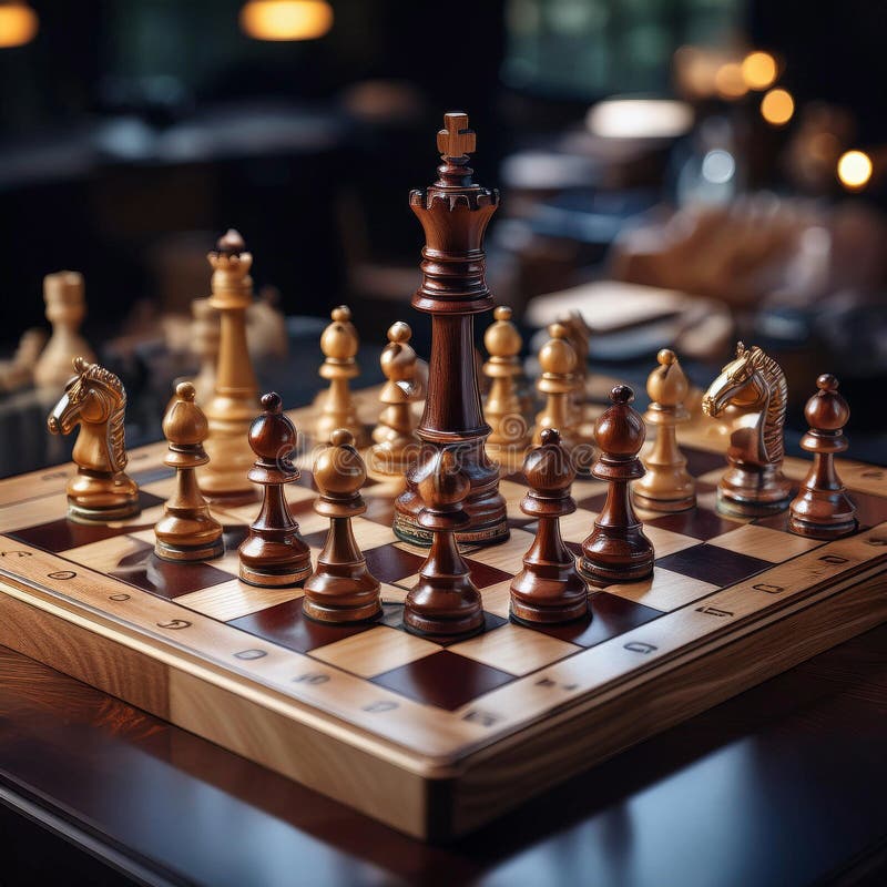 Chess. Chessboard. Dramatic Chess War Scene with Explosions and Debris ...