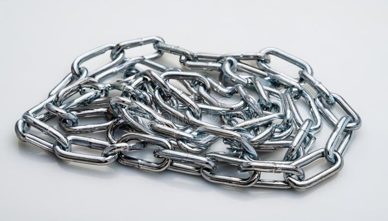 Several Metal Chains Intertwined and Isolated on White Background Stock ...
