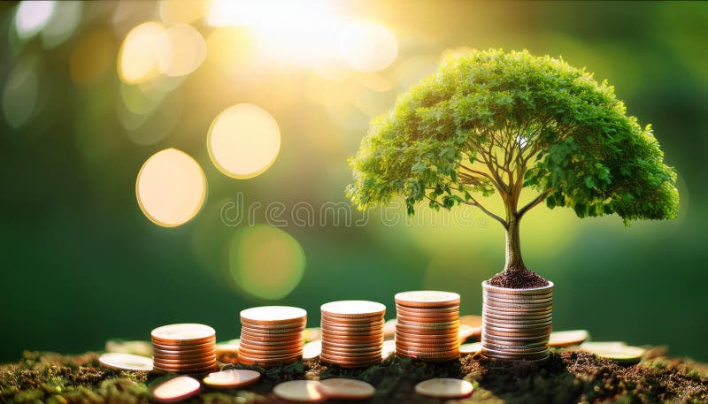 Coin Tree the Tree Grows on the Pile. Saving Money for the Future Stock ...