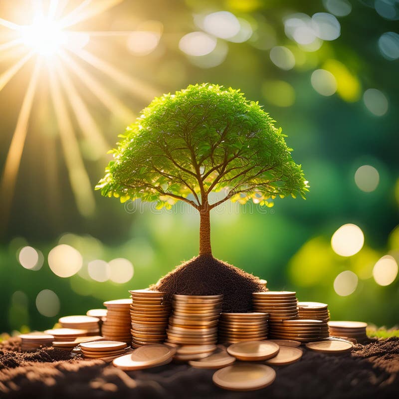 Coin Tree the Tree Grows on the Pile. Saving Money for the Future Stock ...
