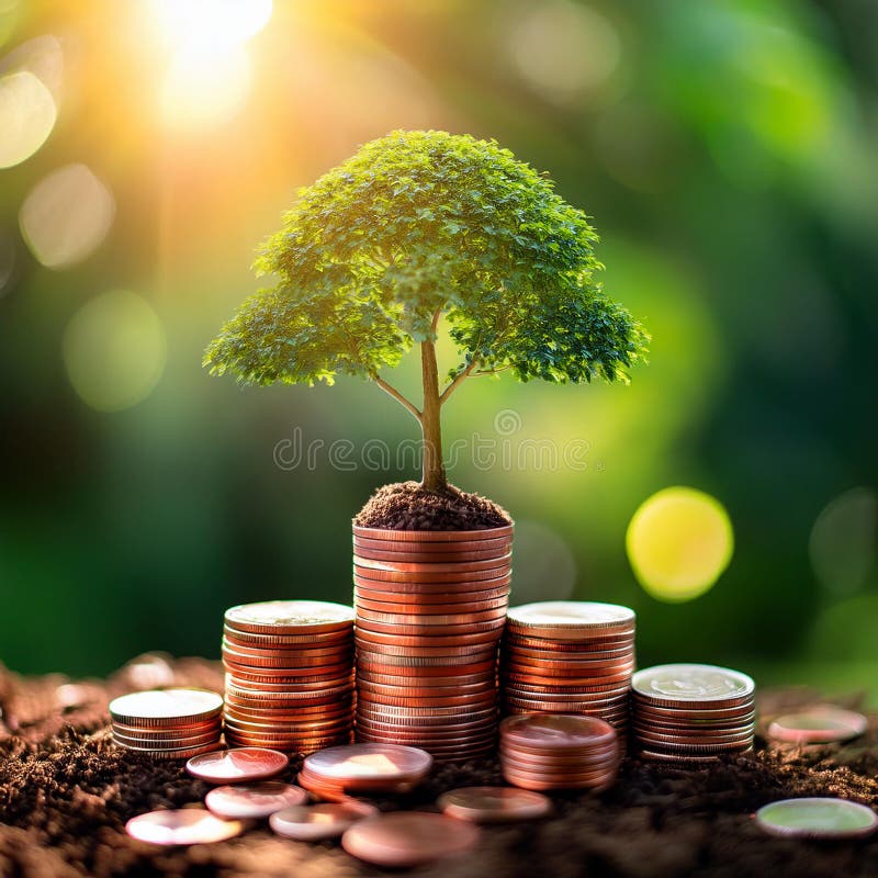 Coin Tree the Tree Grows on the Pile. Saving Money for the Future Stock ...