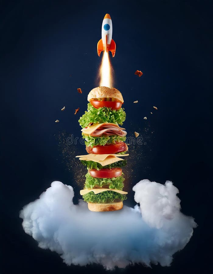 Fast Food Concept As a Hot Dog Flying High in the Sky As a Metaphor for ...