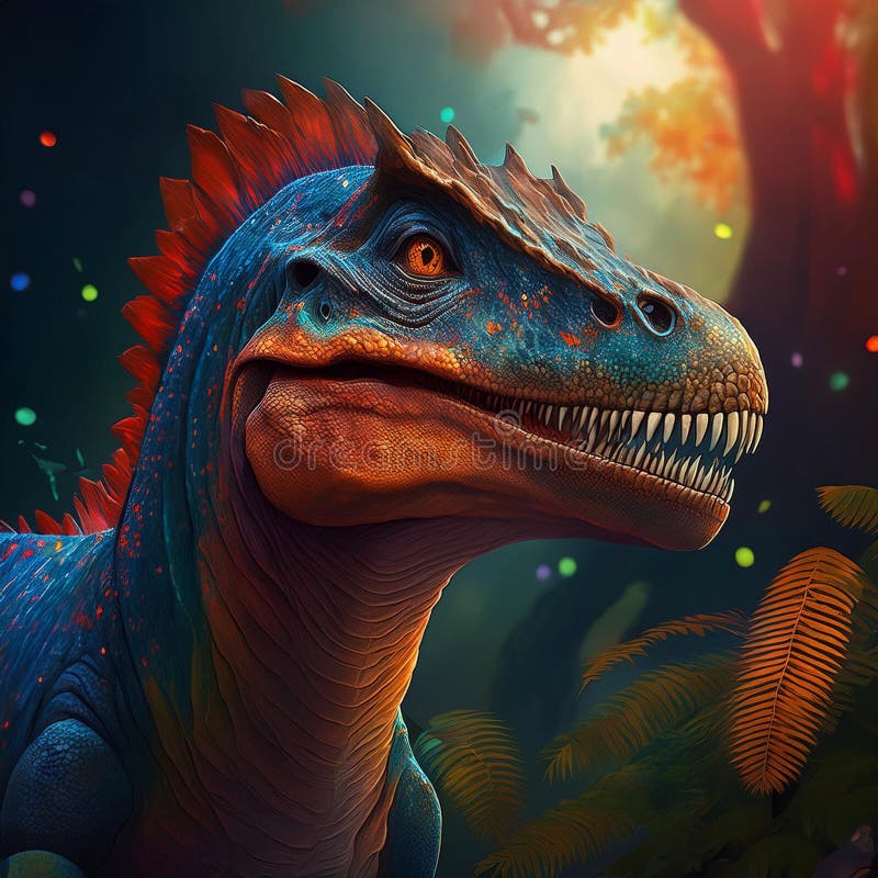 Dinosaur. Dinosaurs in the Jungle. View of an Ominous T-Rex Dinosaur ...