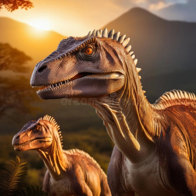 Dinosaur. Dinosaurs in the Jungle. View of an Ominous T-Rex Dinosaur ...