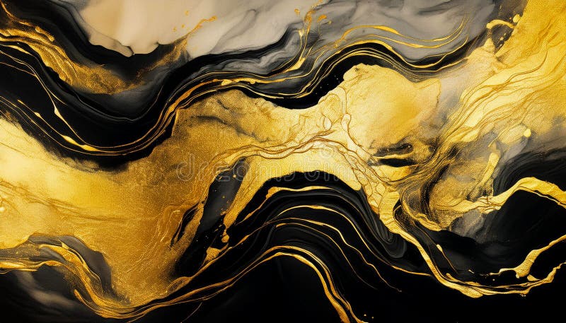 Luxury Black and Gold Abstract Background Marble Fluid Art Mix Gold Oil ...