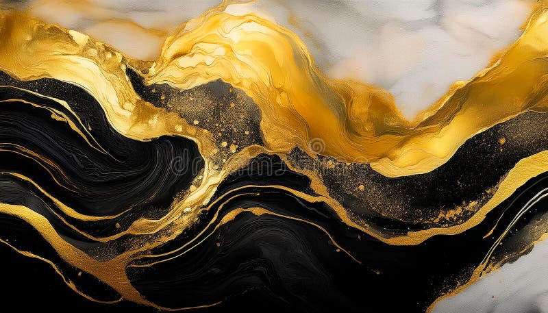 Luxury Black and Gold Abstract Background Marble Fluid Art Mix Gold Oil ...