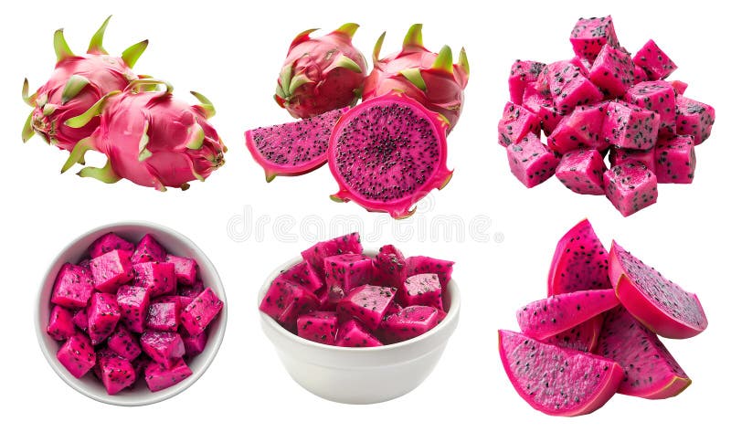 Purple Red Flesh Dragon Fruit Pitaya Pitahaya Fruit, Many Angles View ...