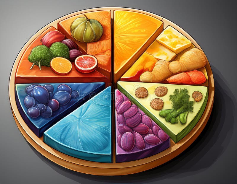 Colorful Pie Chart Illustrating a Balanced Diet with Nutritional ...