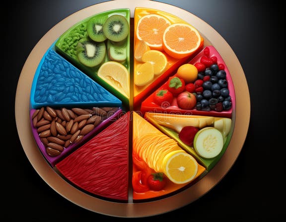 Colorful Pie Chart Illustrating a Balanced Diet with Nutritional ...