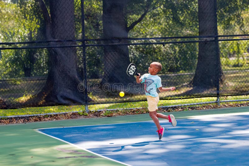 Young Boy Playing Pickleball Editorial Image - Image of exercise ...