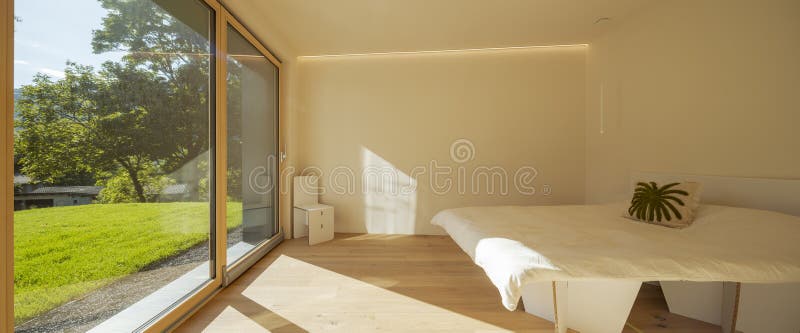 Front View of a Bedroom with Cardboard Home Staging Furniture, a Very ...