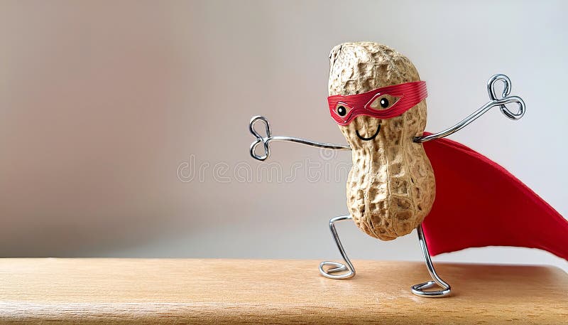 Peanut Als a Little Superhero with Place for Text Stock Illustration ...