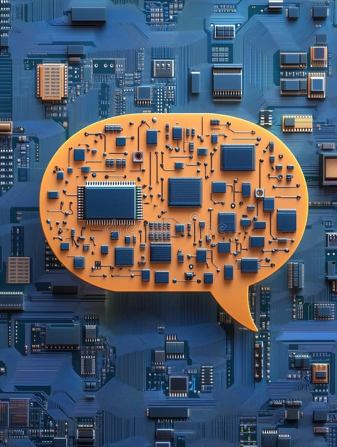 Circuit Board Speech Bubble Representing Modern Communication and ...