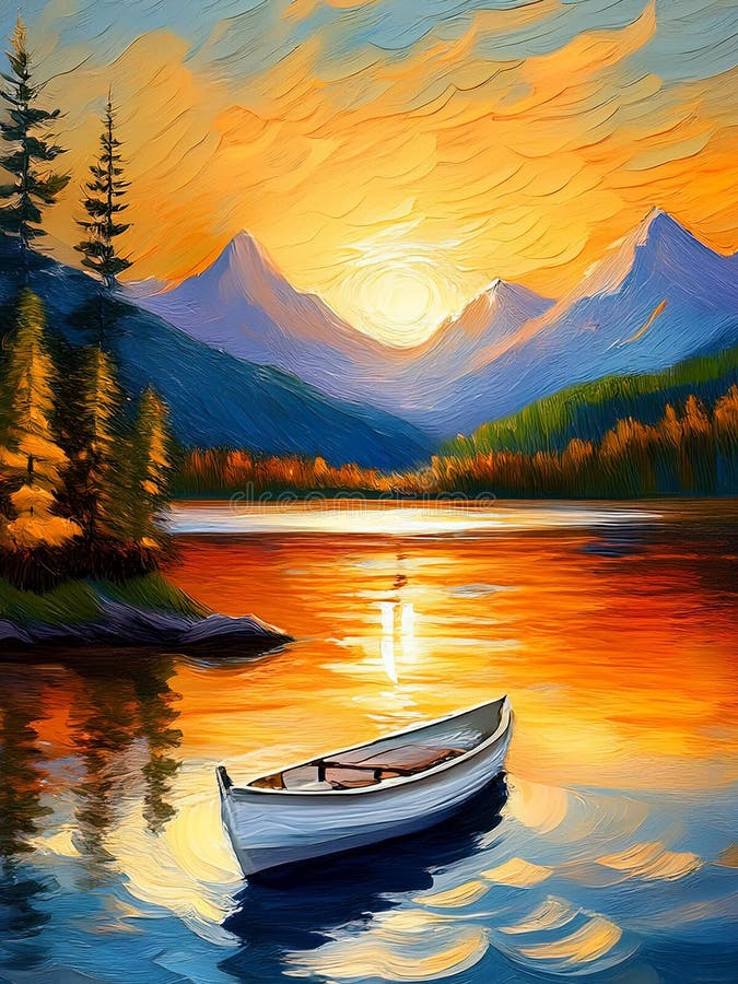 Orange Sunset Abstract Painting Textured Art Seaside Wall Painting ...