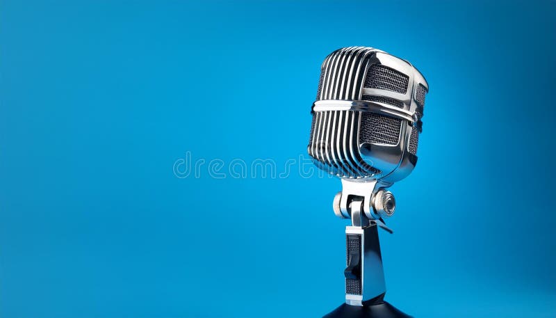 Retro Microphone on Blue Background. Stock Illustration - Illustration ...