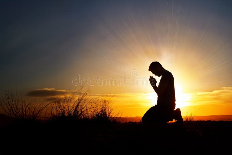 The Prayer, Man on His Knees Stock Illustration - Illustration of ...