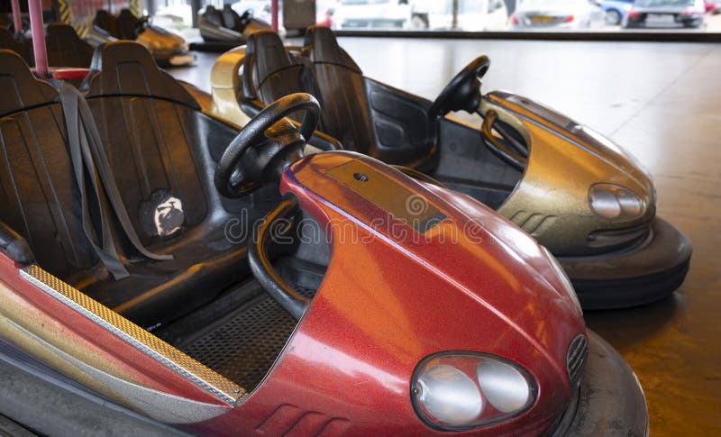 Empty Bumper Cars at a Funfair, Waiting for Customers Stock Image ...