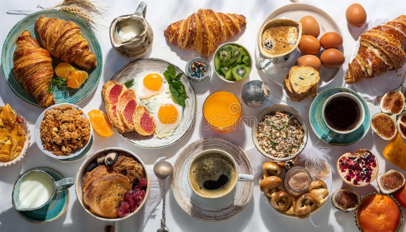 Continental Breakfast Menu on Woden Table Stock Image - Image of cereal ...