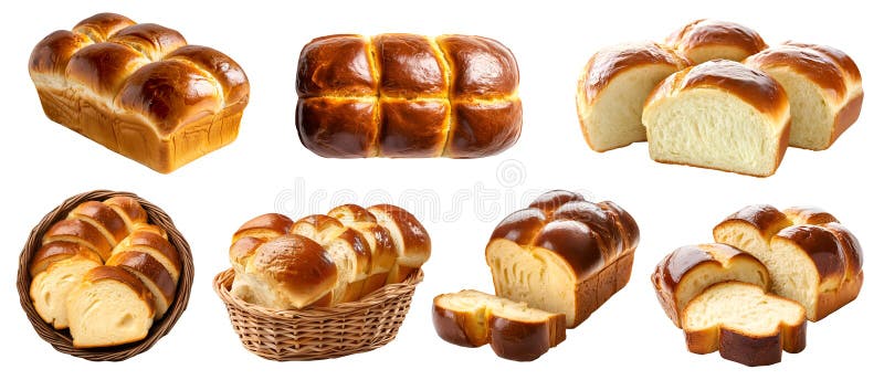 Classic French Brioche Bread Bun Loaf on Transparent Cutout, PNG Stock ...