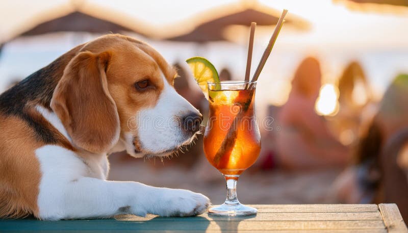 Beagle and cocktail stock illustration. Illustration of nose - 334320651
