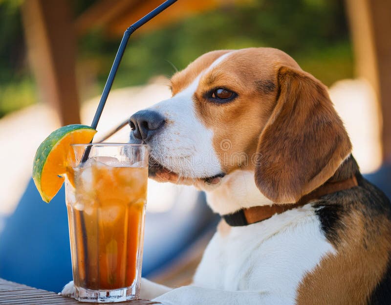 Beagle and cocktail stock illustration. Illustration of mammal - 334320776