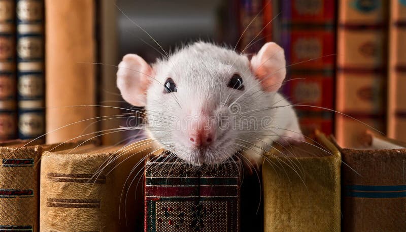 Rat in Library,focus on a Head. Stock Illustration - Illustration of ...