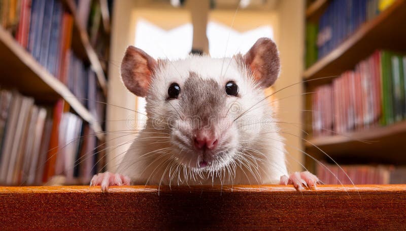 Rat in Library,focus on a Head. Stock Illustration - Illustration of ...