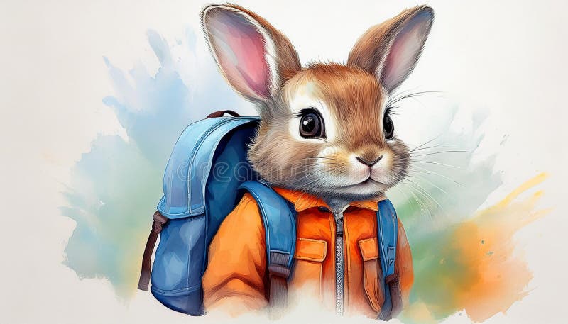 A Watercolor Sketch Illustration of a Baby Rabbit, Back To School ...