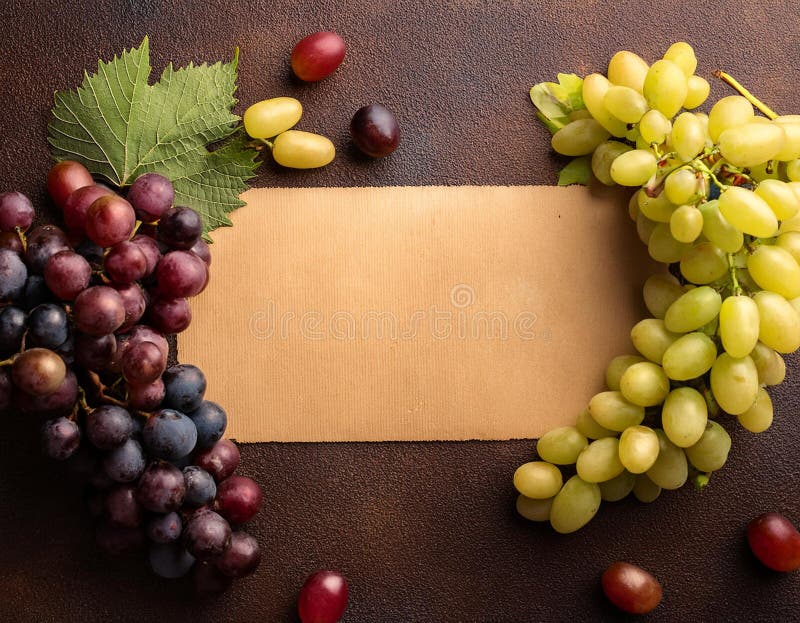 Grapes and Red Wine. Old Paper Label , Copy Space for Your Text Stock ...