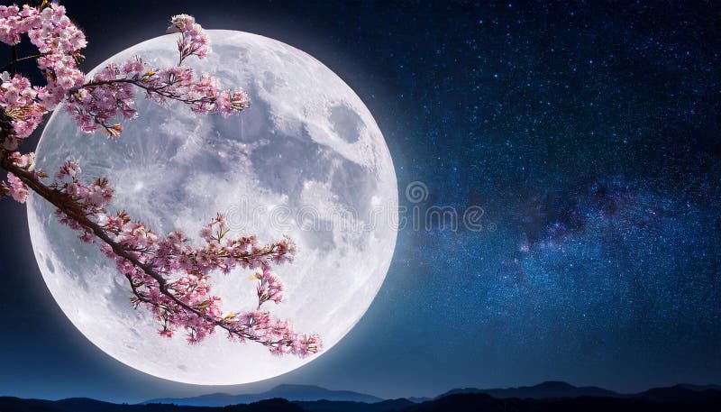 Pink Sakura Moon Swirl - Illustration Stock Illustration - Illustration ...