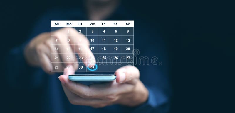 Planning and Time Management Concept. a Man Manages His Time Using ...