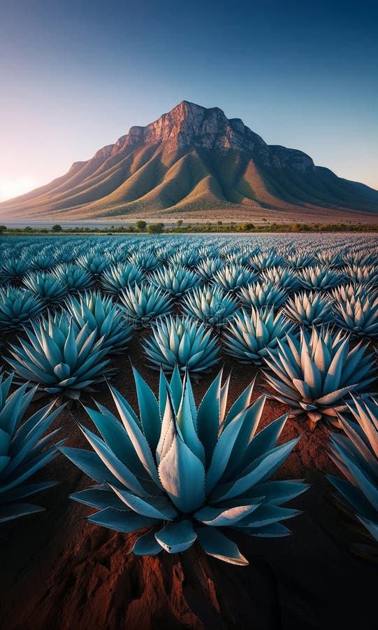 Mexican Blue Agave Field, Beautiful Fantasy Mountain and Agave ...