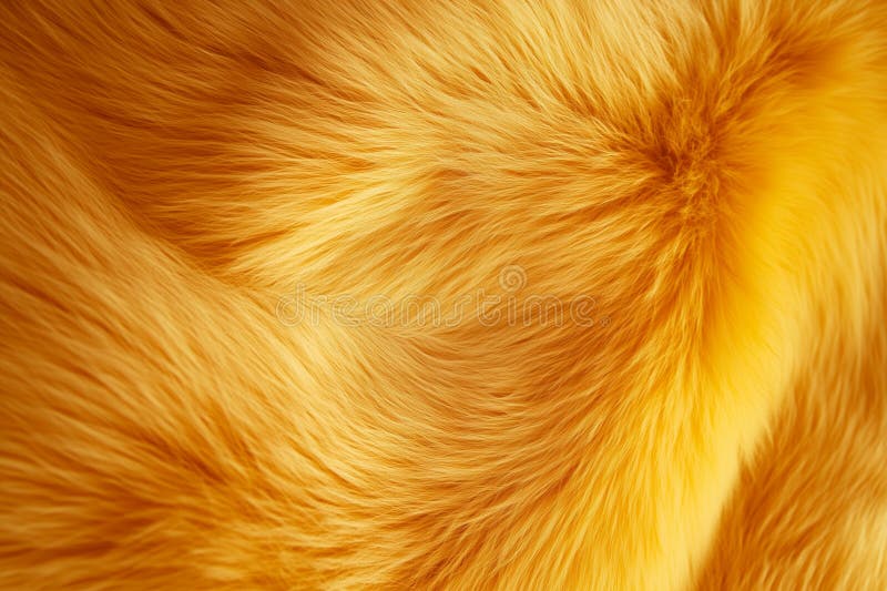 Yellow Fur Texture. Top View of a Fluffy Soft Fur Texture Background ...