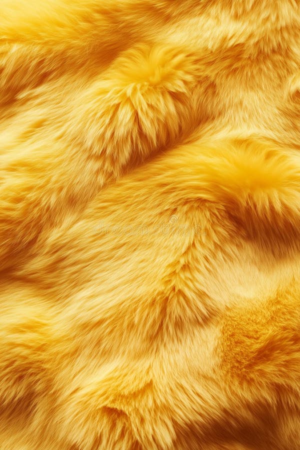 Top View of Luxurious Fluffy Yellow Fur Texture Background. Soft ...