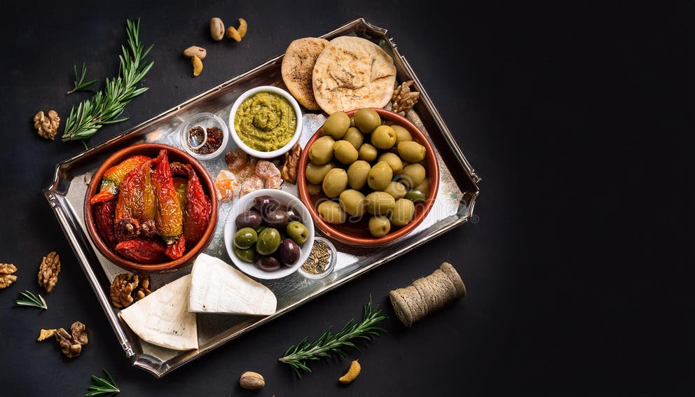Mediterranean Meze Starter Platter. Mediterranean or Middle Eastern ...