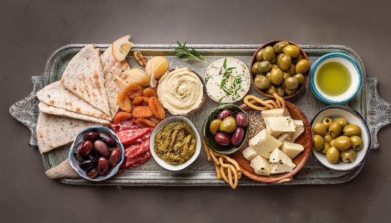 Mediterranean Meze Starter Platter. Mediterranean or Middle Eastern ...